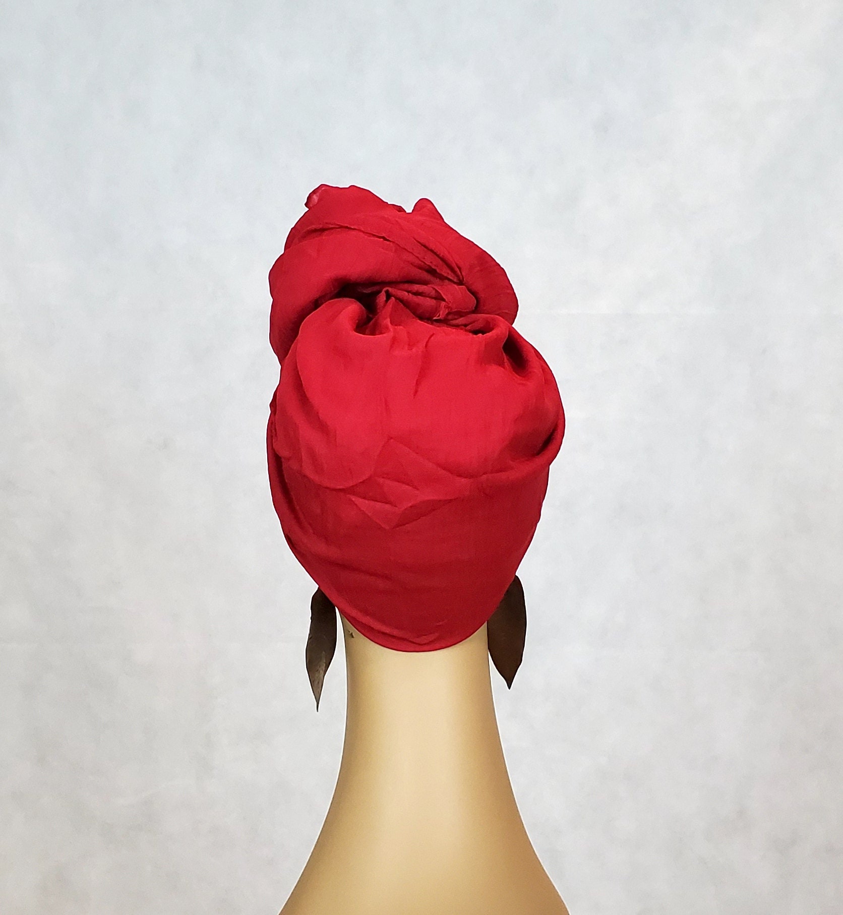 Red Head Wrap for Women Breathable Cotton Fabric Turban | Etsy