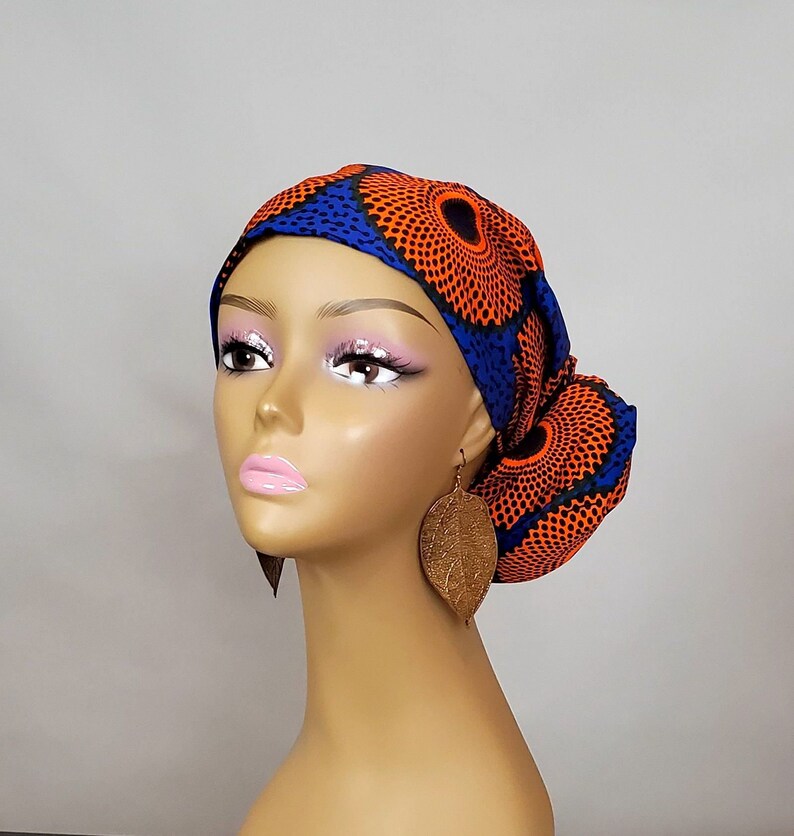 Blue Orange African Scarf Ankara Head Wraps African Print Etsy