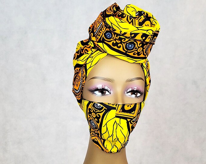 African Fabric Head Wraps & Face Masks | Reusable | Washable | Ankara ...
