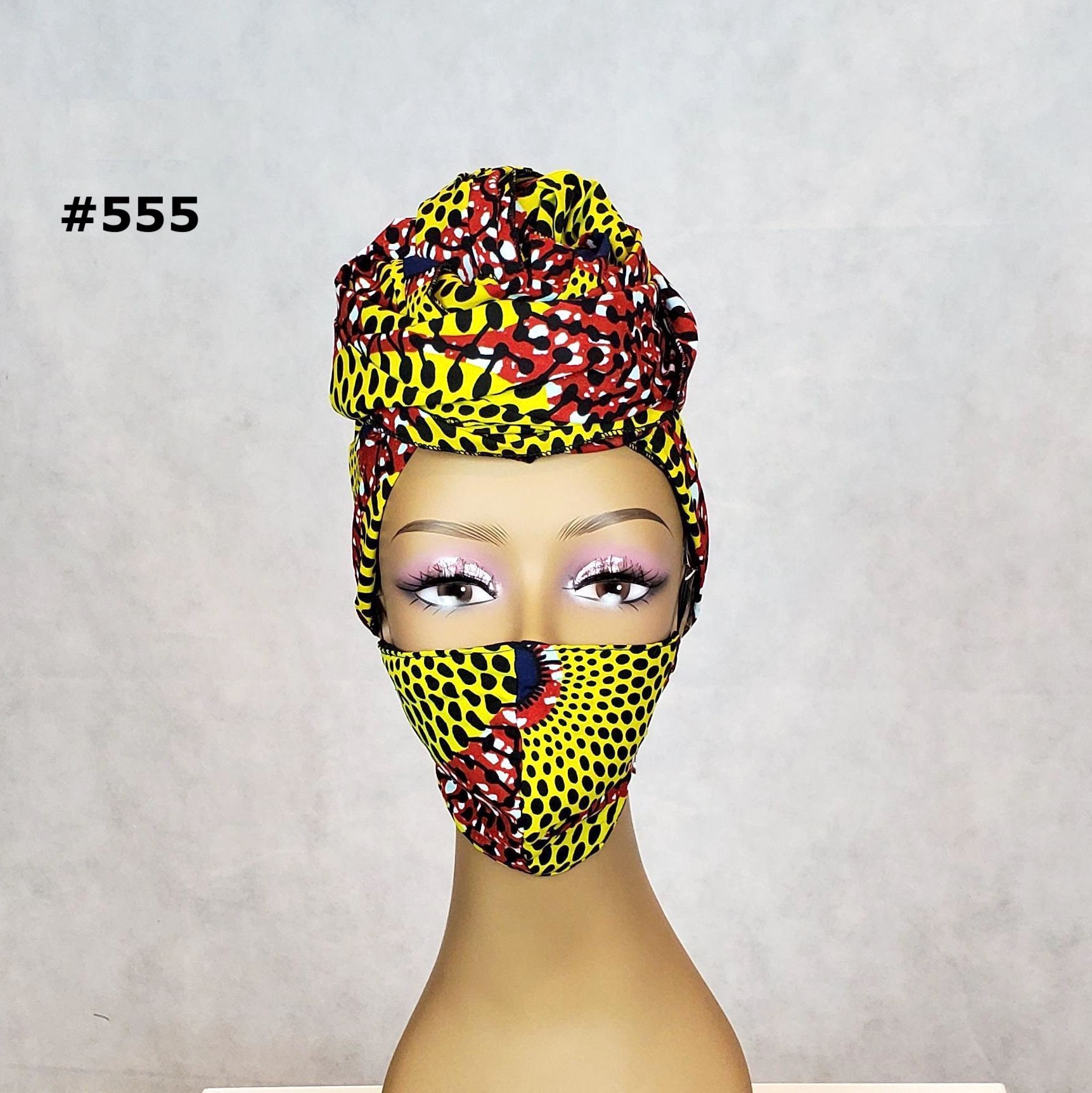 African Print Head Wrap and Face Mask Set Reusable | Etsy