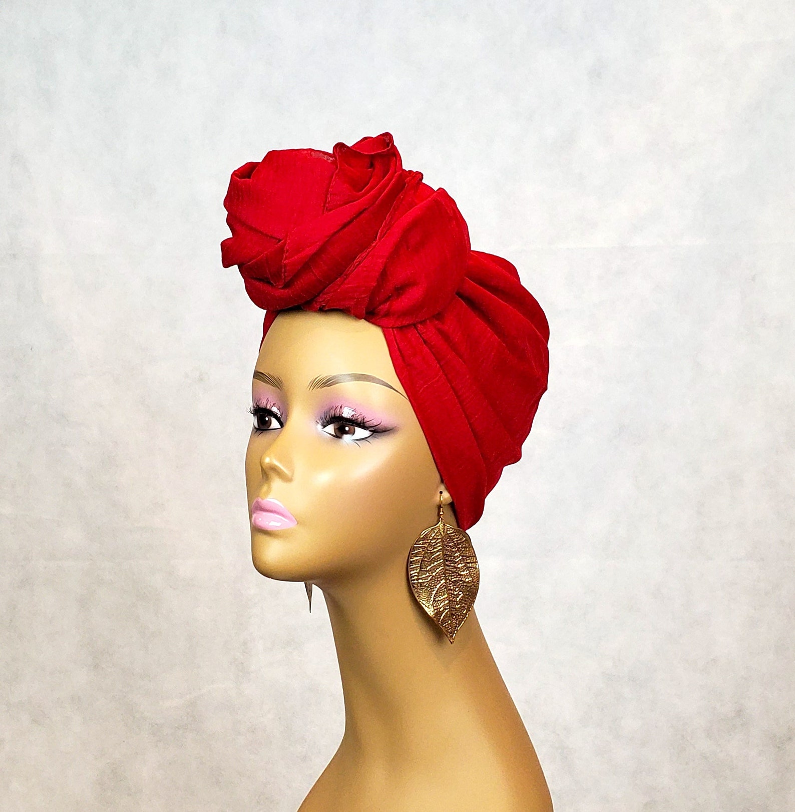 Red Head Wrap for Women Breathable Cotton Fabric Turban | Etsy