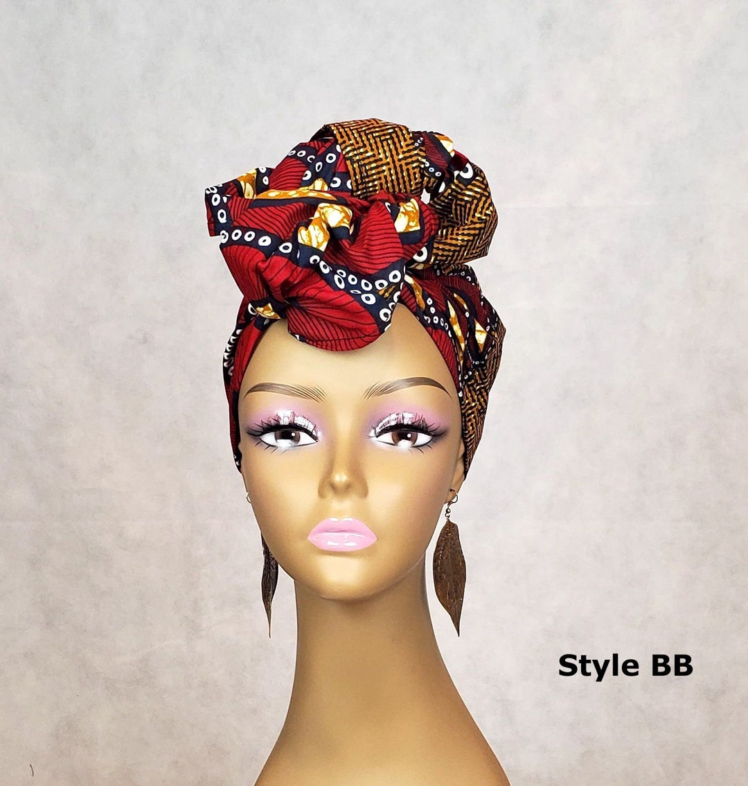 Nigerian Head Wrap | African Gifts | Ankara Headwraps | Red Brown ...
