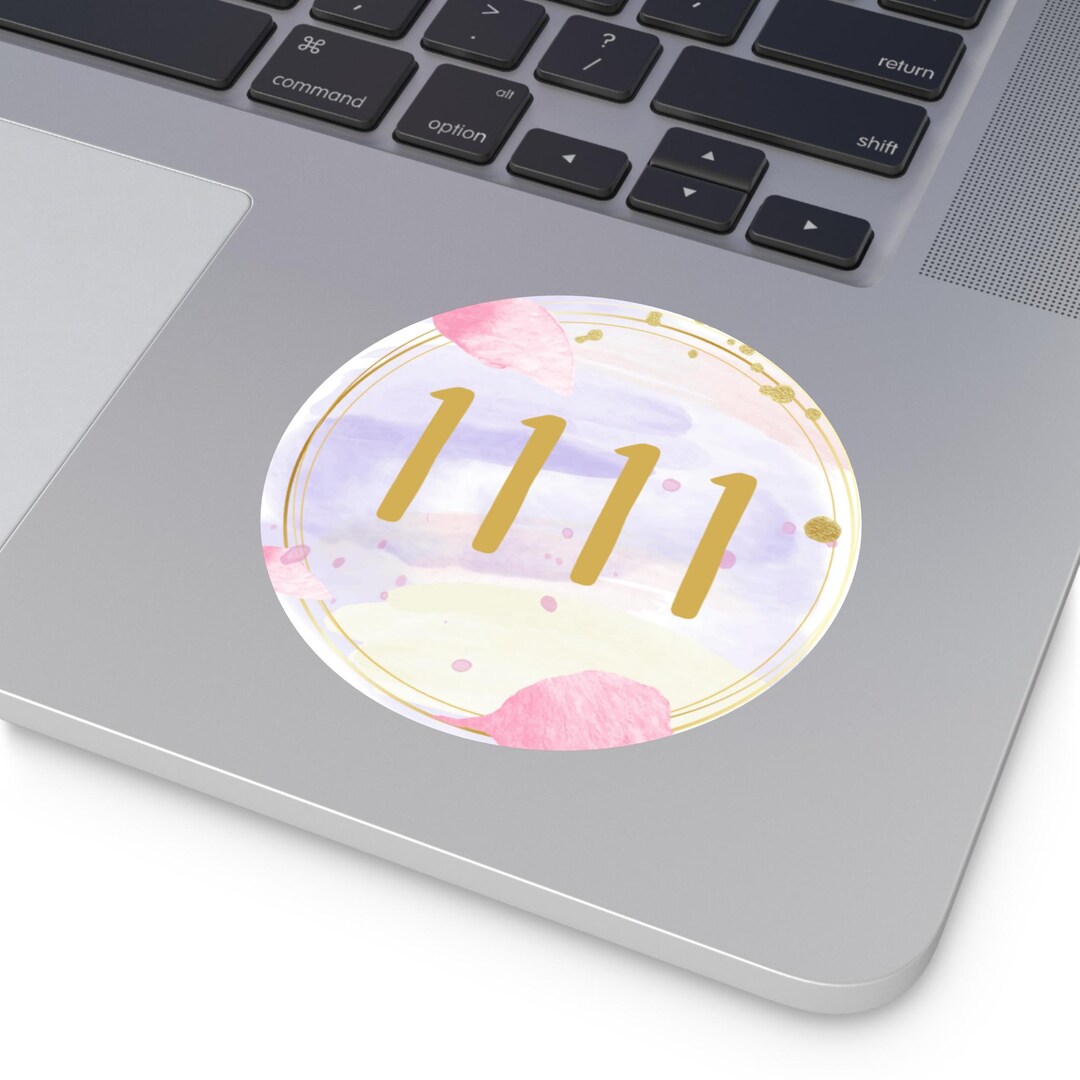 1111 Angel Number Decals Pretty Watercolor Sticker Round Vinyl Stickers ...