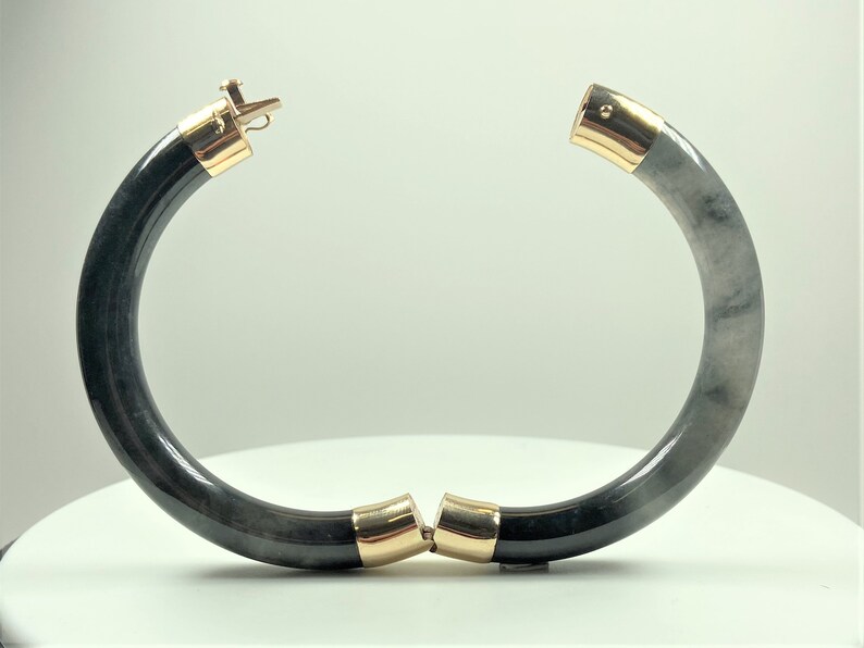 Black/grey Jade Bangle Certified Natural - Etsy