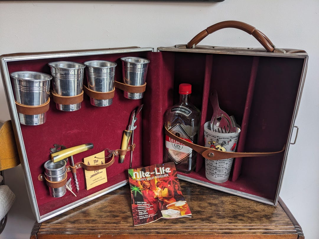 Vintage Travel Bar, Portable Bar Case, the Portable Pub by Londonaire ...
