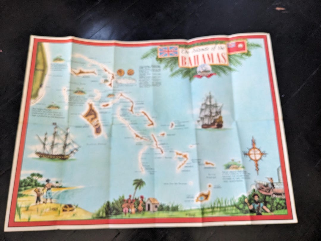 Vintage Treasure Map of the Bahamas - Etsy