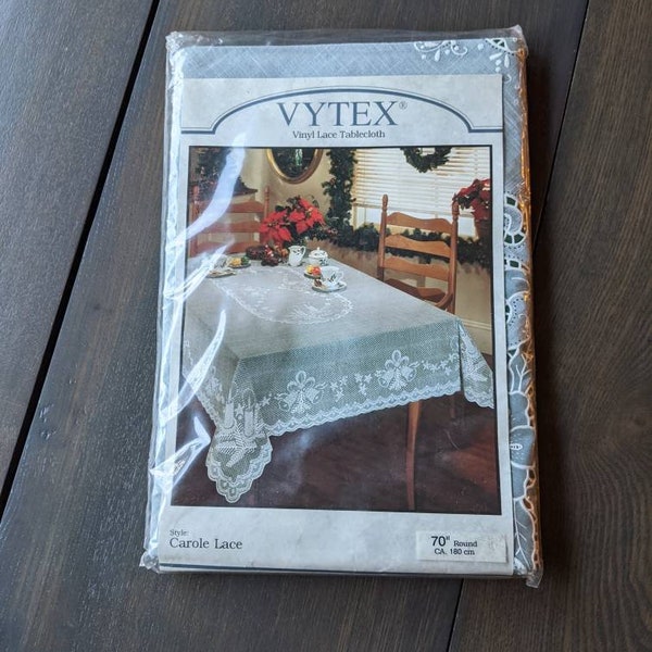 70 Vinyl Round Lace Tablecloth - Etsy