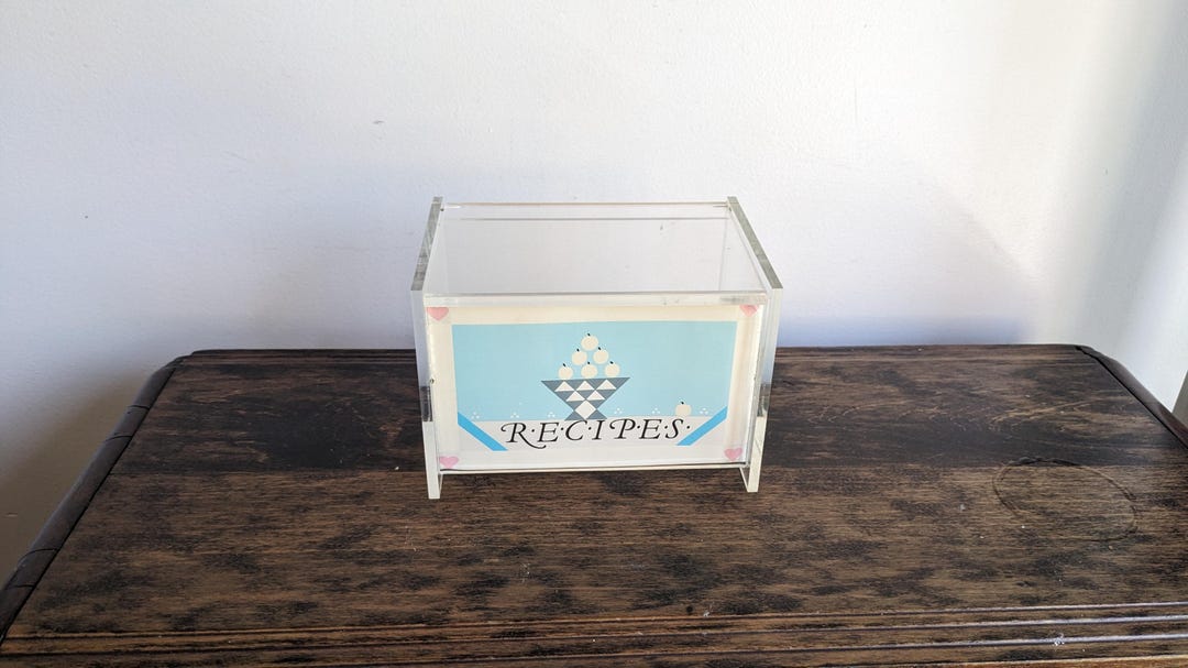 Lucite Kitchen Recipe Storage File Box - Etsy