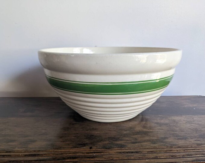 Beehive Green Stripe Ceramic Pottery Bowl - Etsy