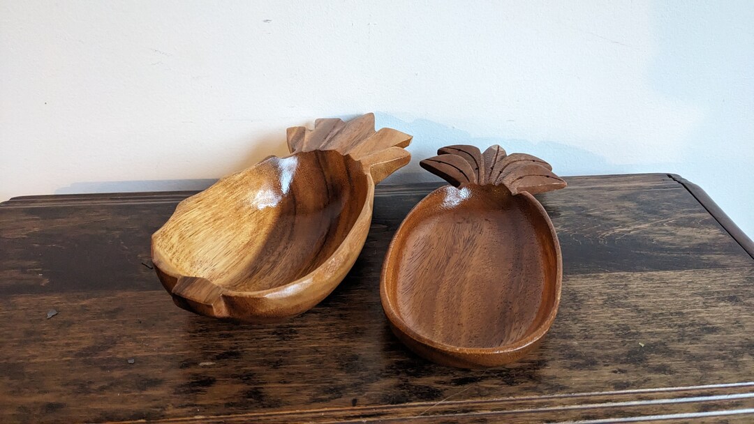 Set of Two Wooden Pineapple Bowls - Etsy