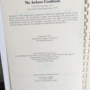 The Jackson Cookbook, 1971 Vintage Southern Cookbook - Etsy