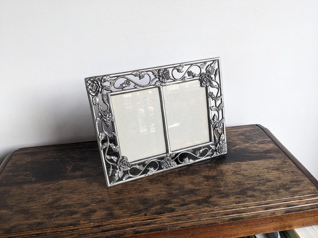 Vintage Double Pewter Picture Frame for Two 3 1/2" X 5" Photos - Etsy