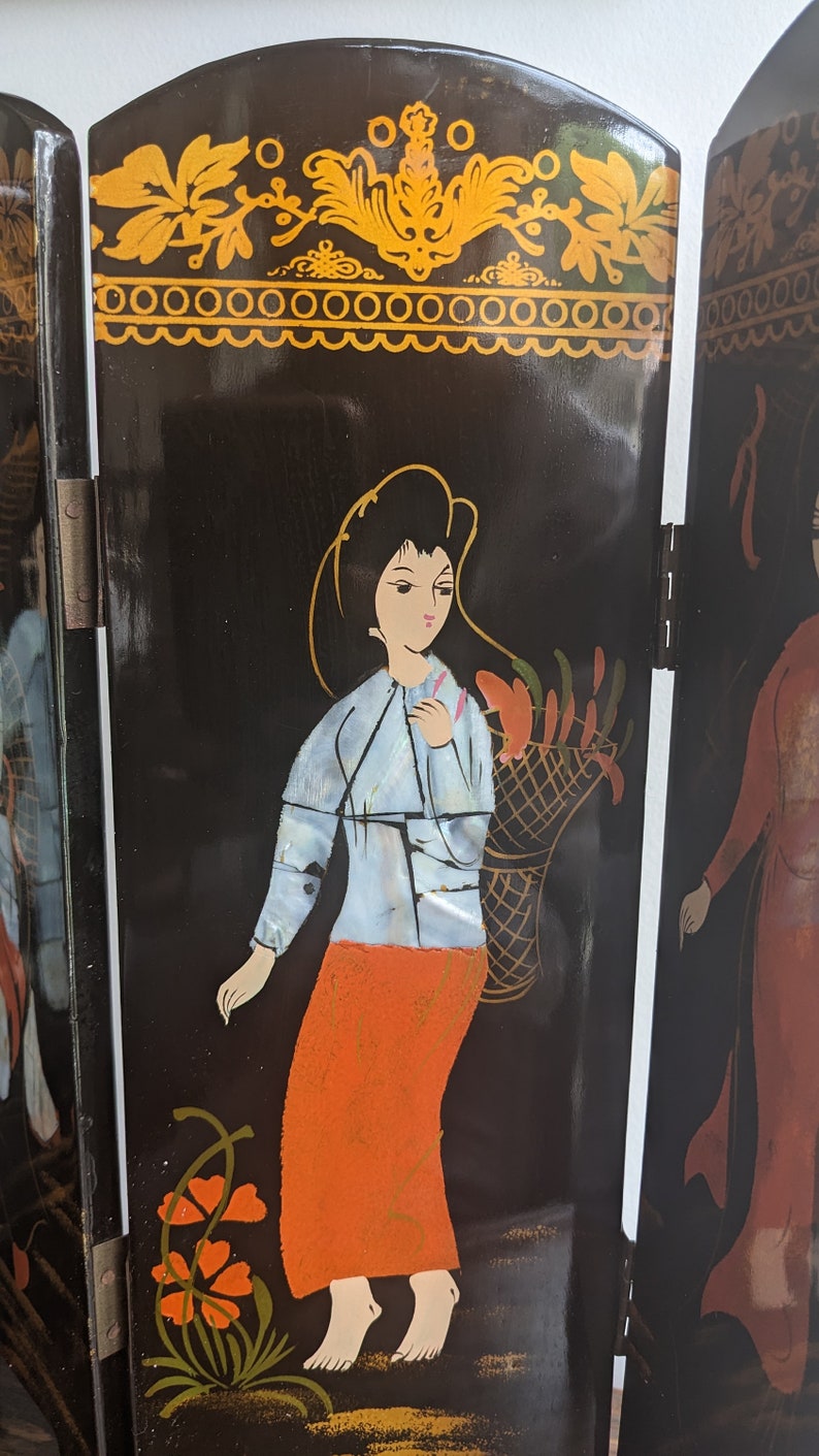 Japanese Lacquered Wood Screen - Etsy