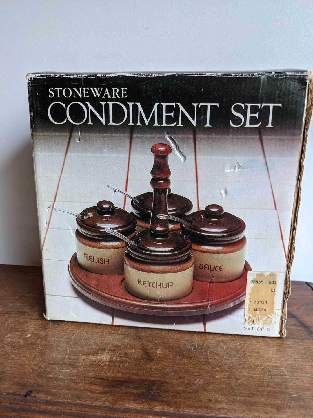 Vintage Stoneware Lazy Susan Condiment Set New in Box - Etsy
