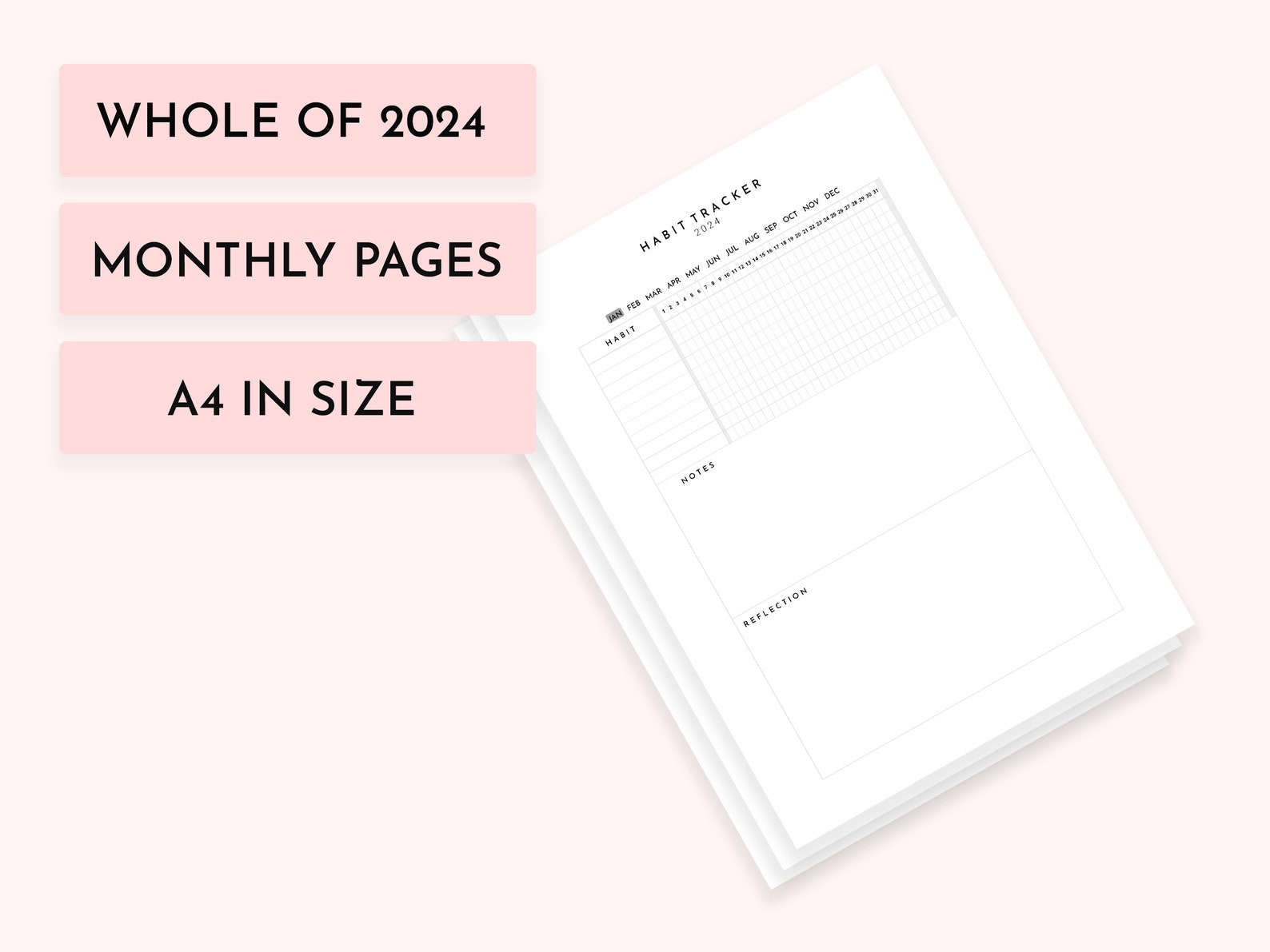 Printable Habit Tracker for 2024 | for Productivity & Self-improvement ...
