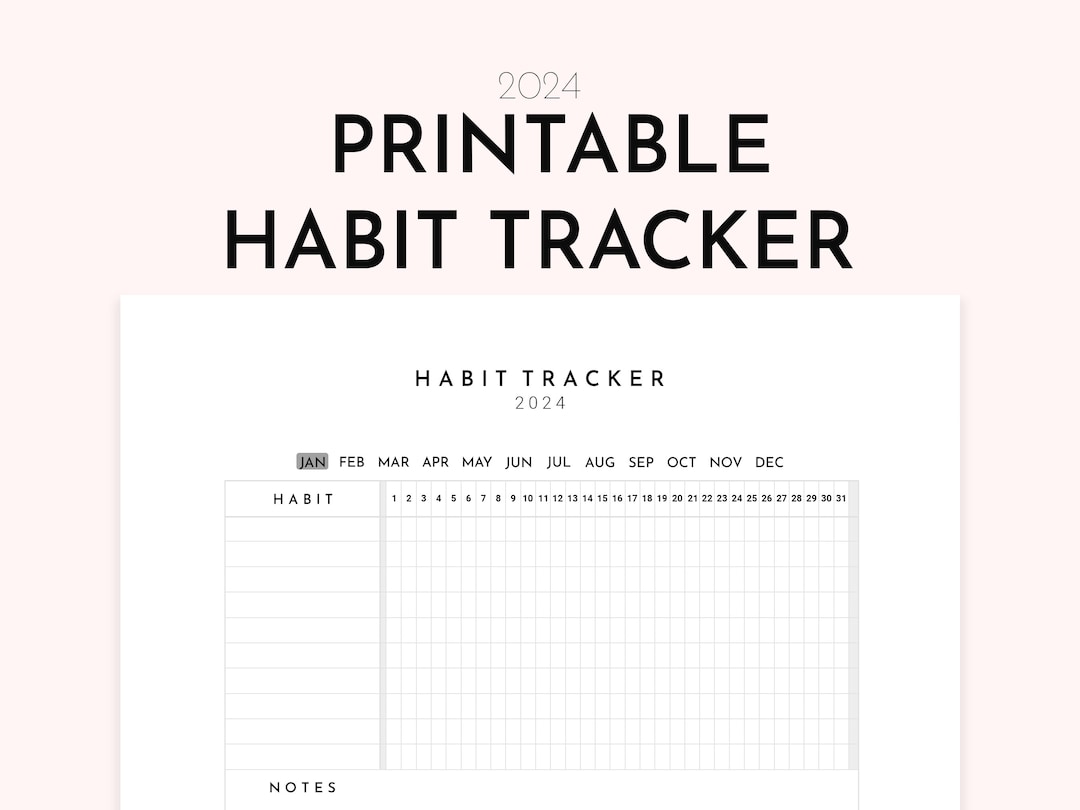 Printable Habit Tracker for 2024 | for Productivity & Self-improvement ...