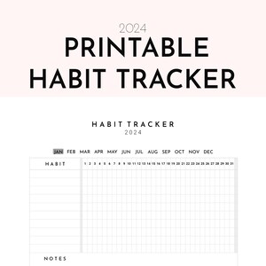 Printable Habit Tracker for 2024 | for Productivity & Self-improvement ...