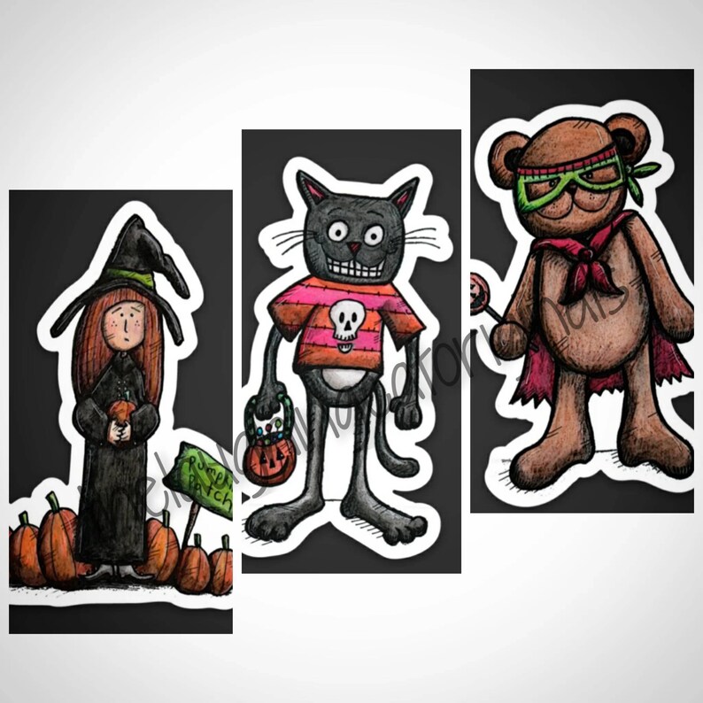 Treat or Treat Scare D Cat Sticker, Halloween, Folkart, Sticker ...