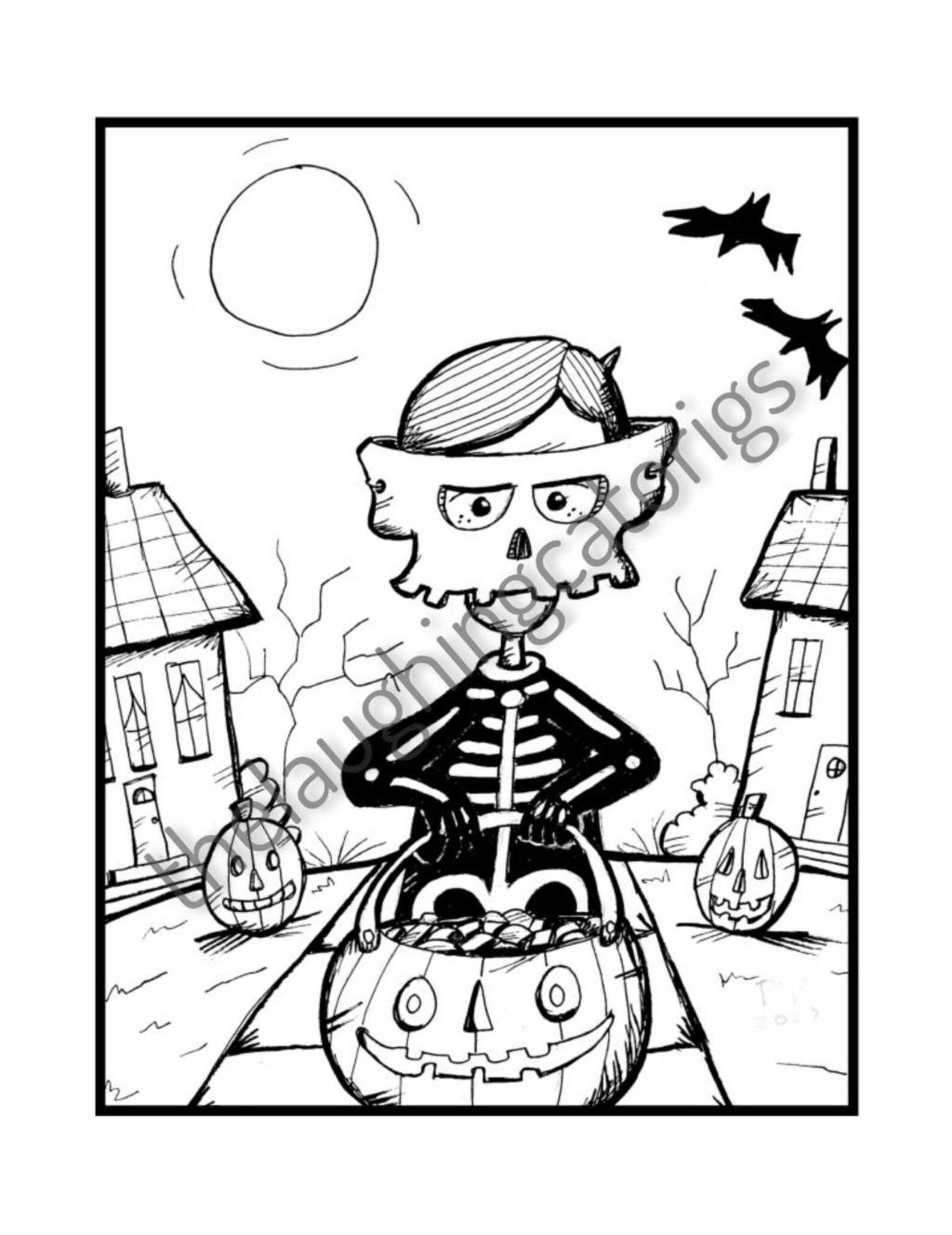 Printable Coloring Page Hand Drawn Halloween Trick Or Etsy Printable Coloring Page Hand Drawn Halloween Trick Or Etsy