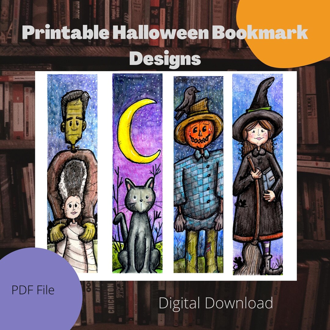 Halloween Bookmark Set, Ready to Print, Digital Download, Digital ...