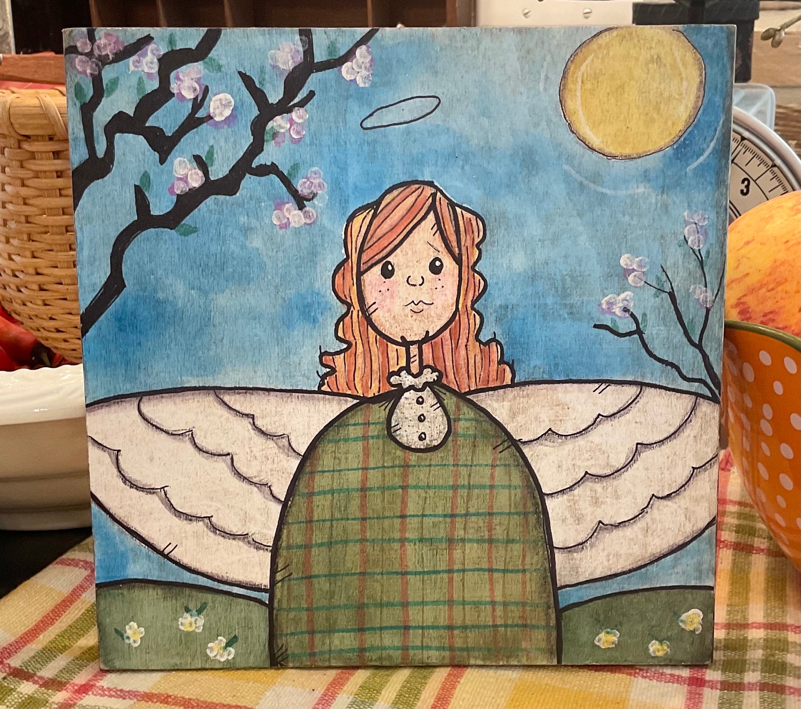 Folkart Spring Angel Painting, Home Decor, Angel, Painted Wood - Etsy