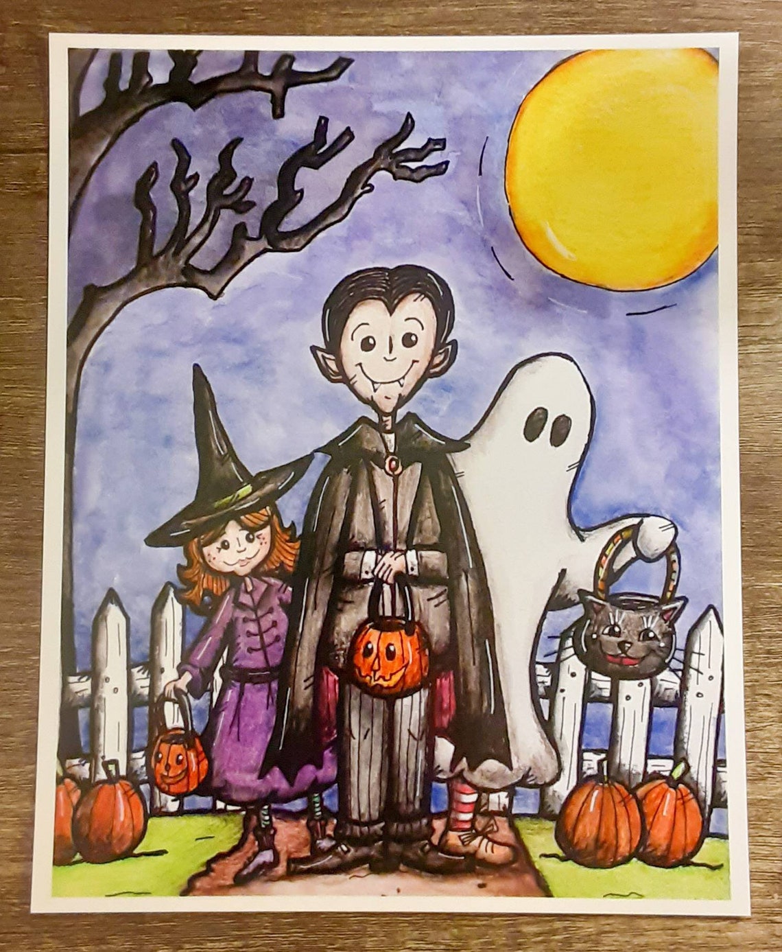 Trick or Treat Beggar's Night Folkart Halloween Art | Etsy