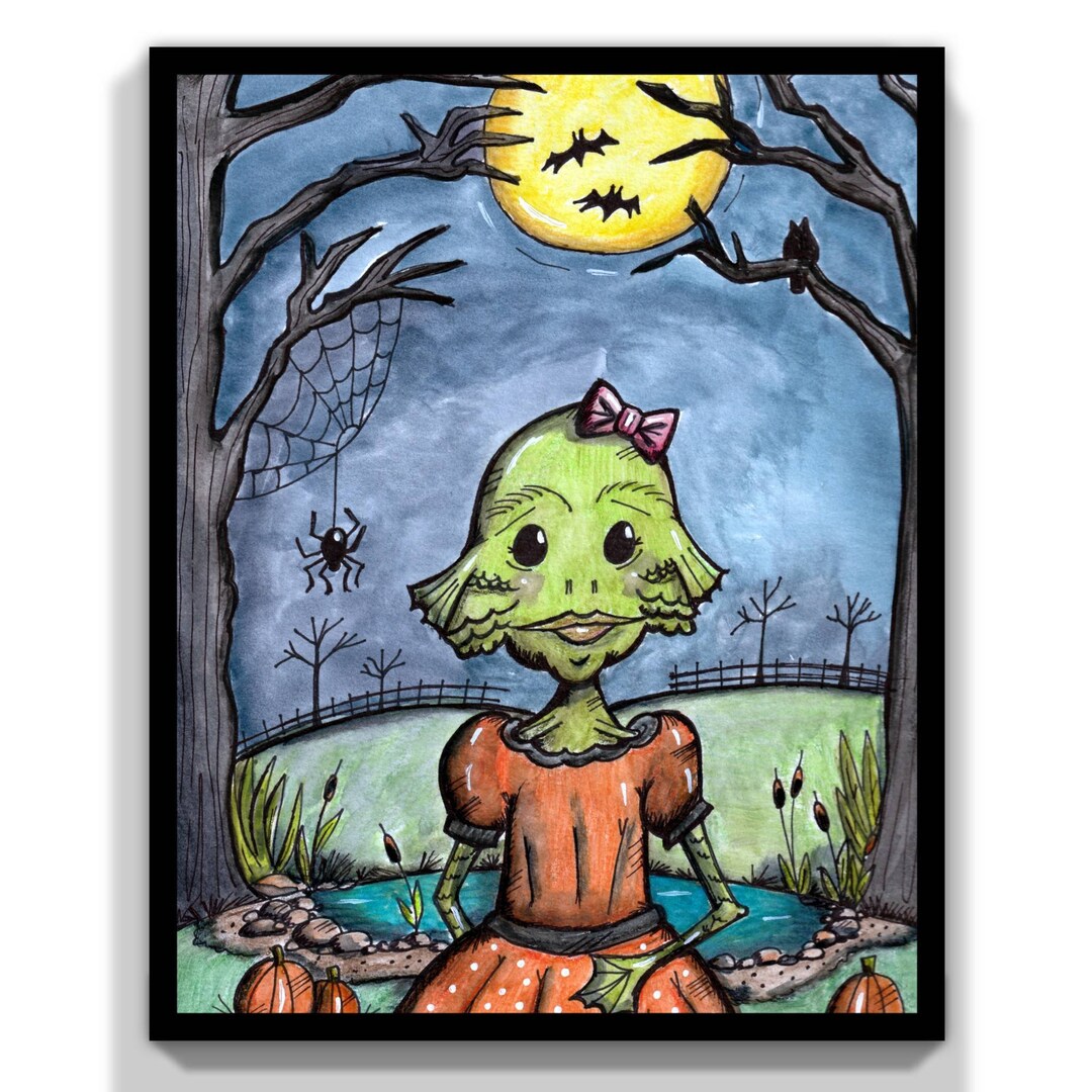 Lady Swamp Creature, Monster, Halloween Art Print, Whimsical Halloween ...