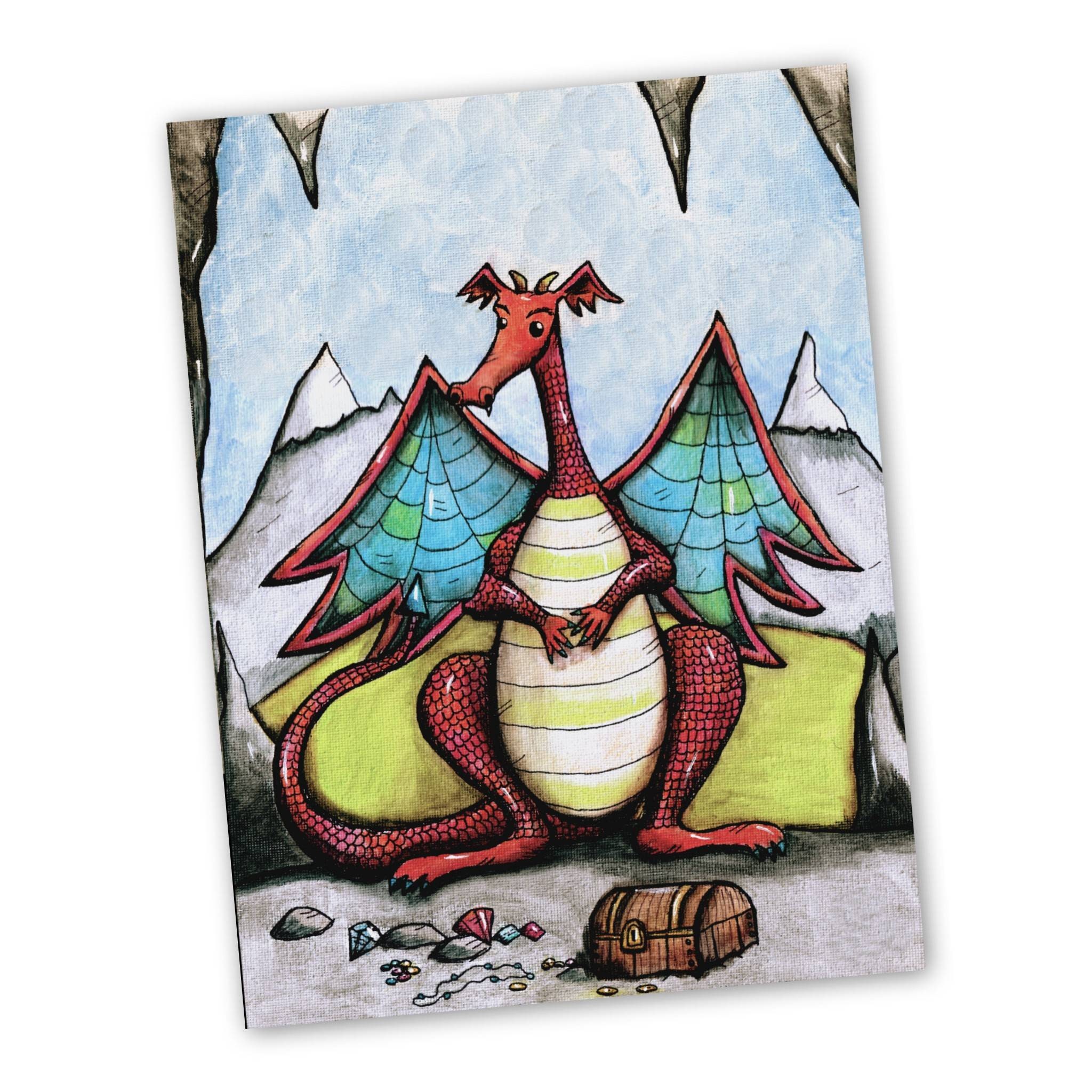 Red Dragon Art Print, Whimsical Fairytale Fantasy - Etsy
