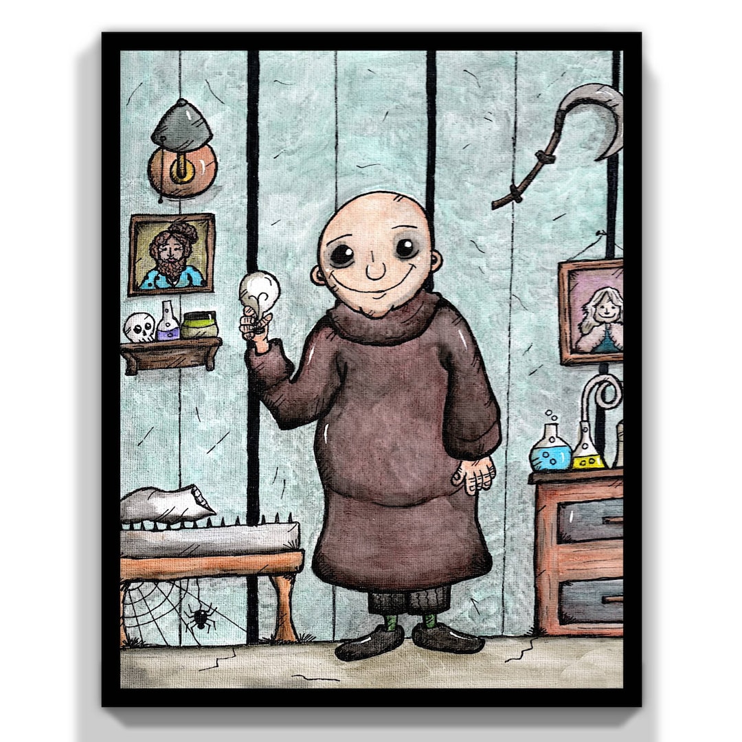 Uncle Fester Art Print: Whimsical Addams Family Halloween Decor - Etsy