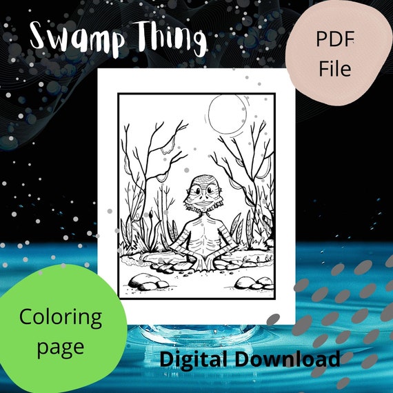 Swamp Thing Printable Coloring Page Digital Download Swamp - Etsy