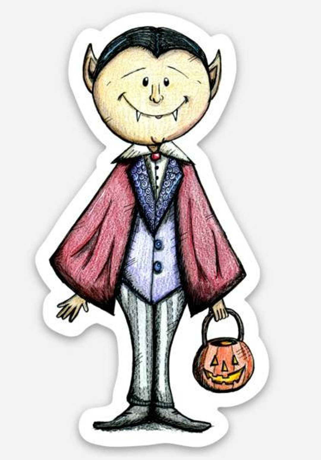 Cute Vampire Sticker, Halloween Sticker, Vinyl Sticker, Stationary ...
