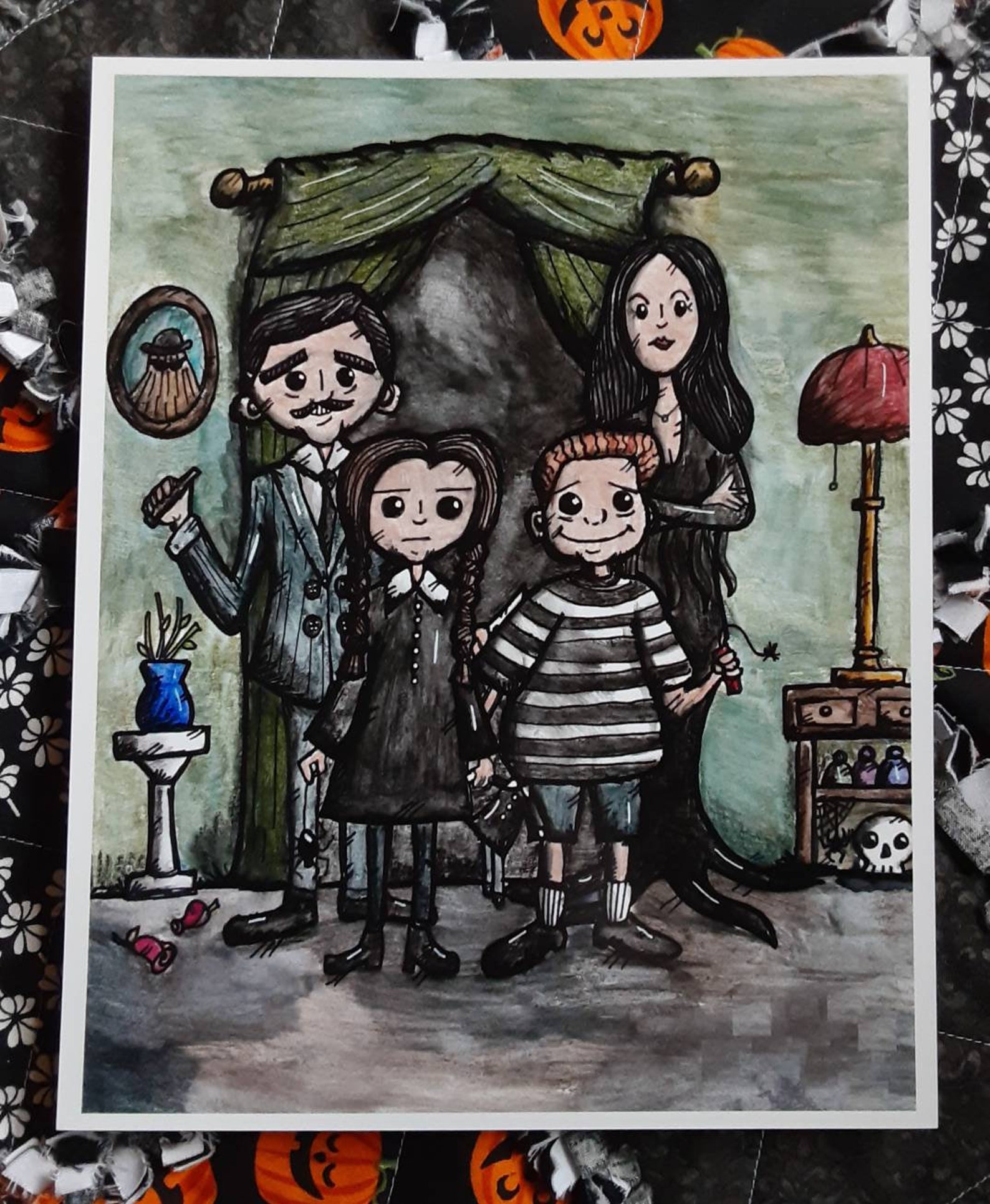 The Addams Family Halloween Art Print Halloween Art | Etsy