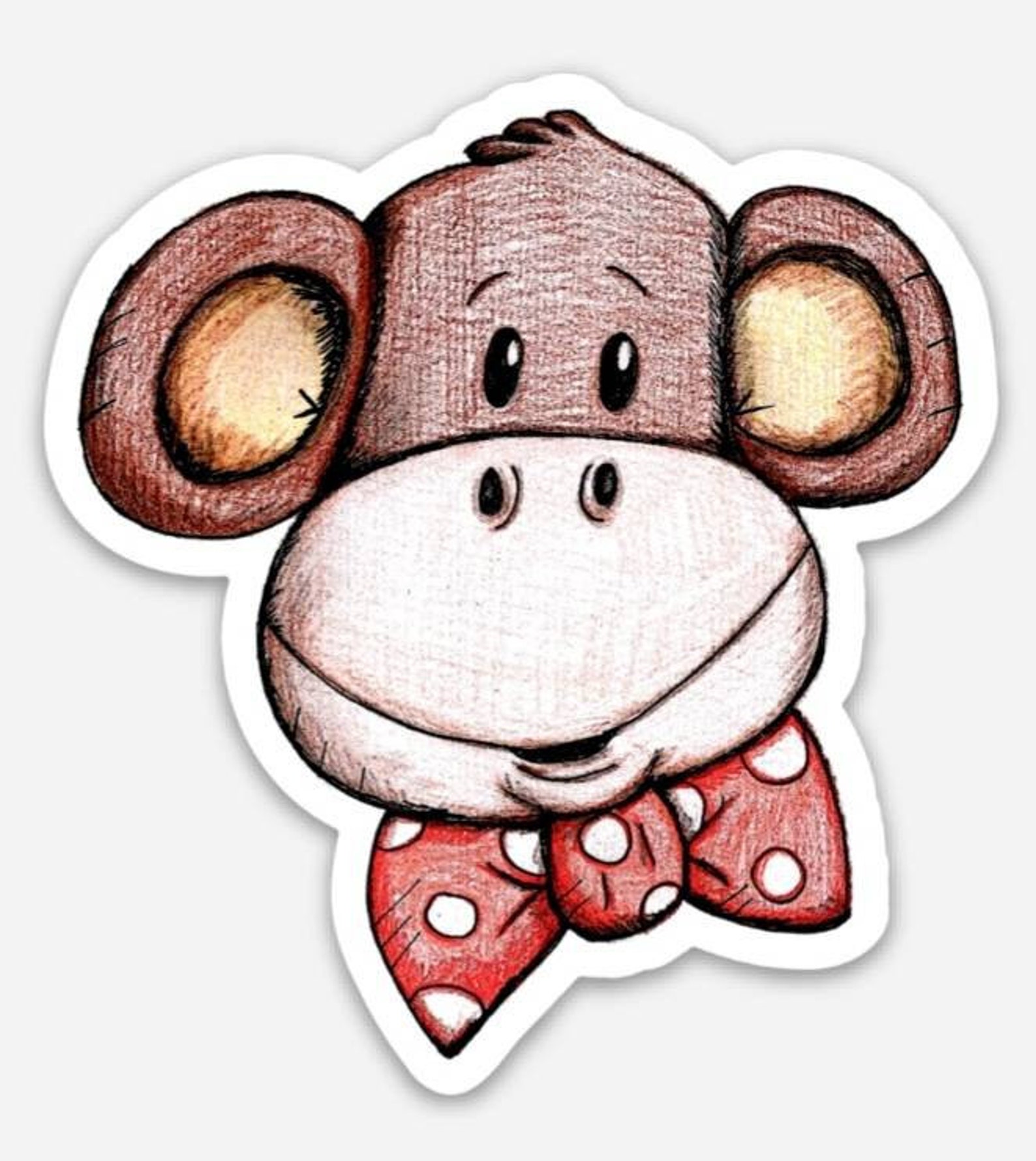 Cute Monkey Face Sticker, Monkey, Monkey Face, Vinyl Sticker ...