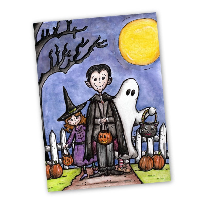 Trick or Treat Beggar's Night Folkart Halloween Art - Etsy