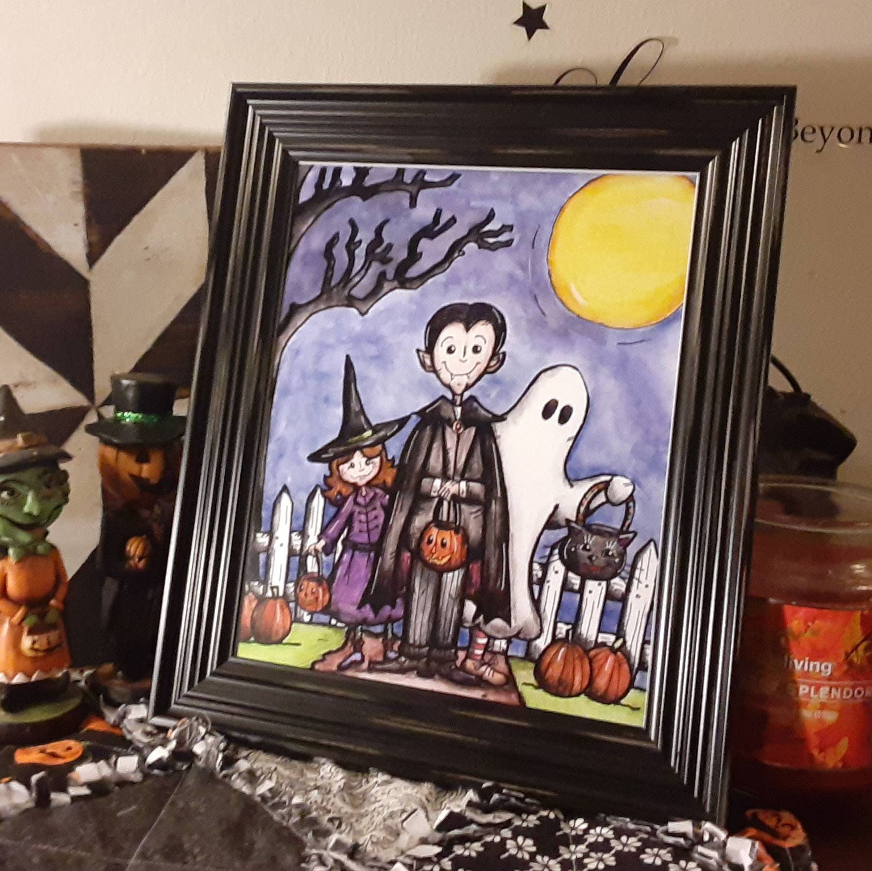 Trick or Treat Beggar's Night Folkart Halloween Art - Etsy