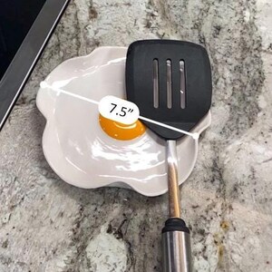 BIG Fried Egg Spoon Rest - Handmade Ceramic Kitchen Accessories (7.5 ...
