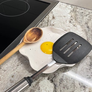BIG Fried Egg Spoon Rest Handmade Ceramic Kitchen Accessories 7 Wide - Etsy