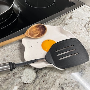 BIG Fried Egg Spoon Rest Handmade Ceramic Kitchen Accessories 7 Wide - Etsy