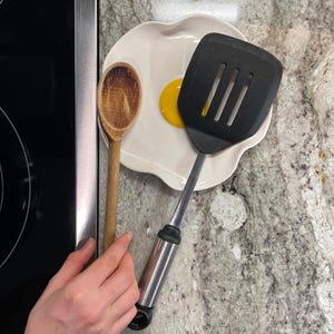 BIG Fried Egg Spoon Rest - Handmade Ceramic Kitchen Accessories (7.5 ...