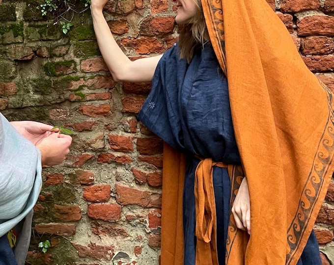 Ancient Greek Veil/ Mantle/ Roman Palla for Reenactment Orange With ...