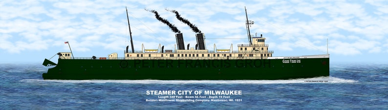 Great Lakes Freighter Ship Ferry City of Milwaukee (1930) - Etsy