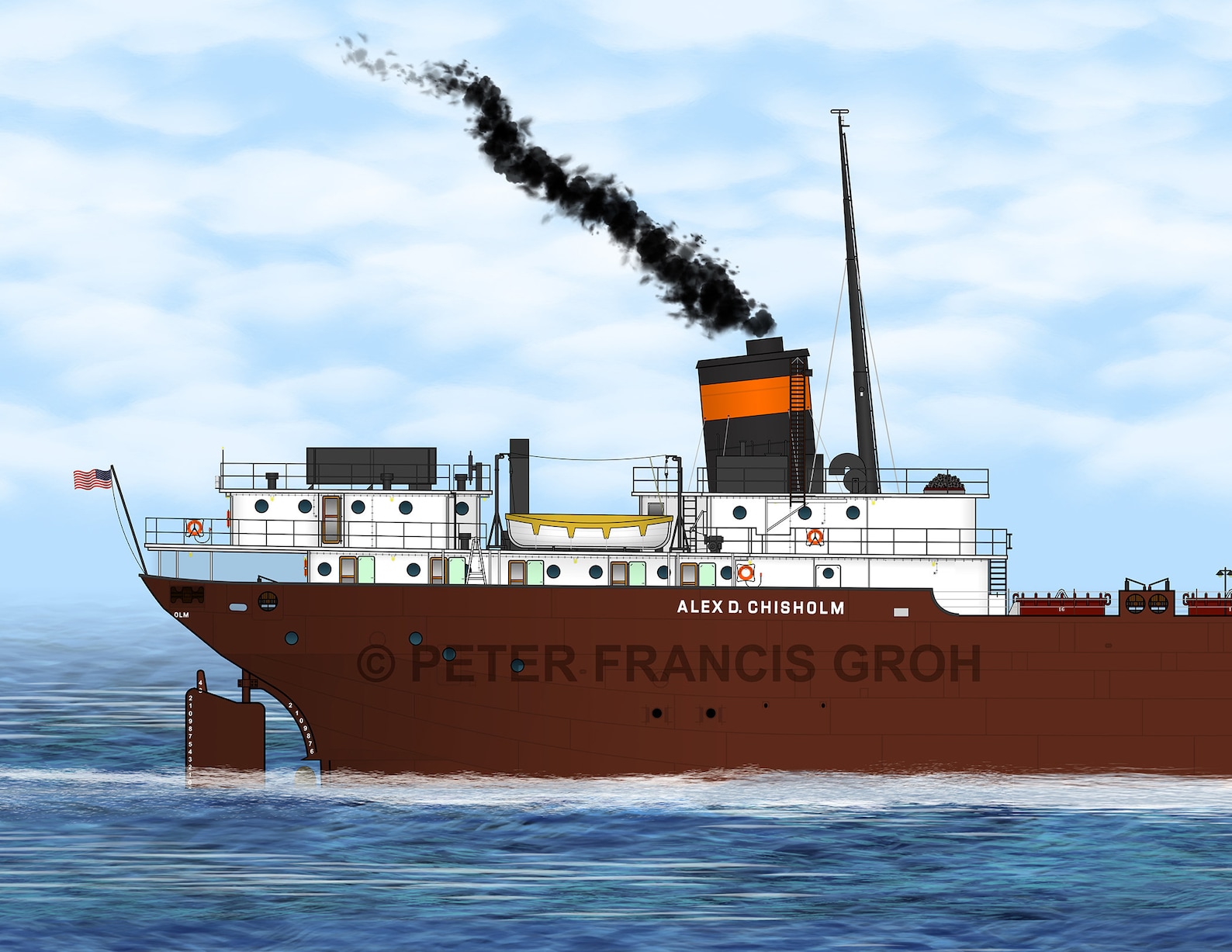 Great Lakes Freighter Ship Alex D. Chisholm (1952) - Etsy