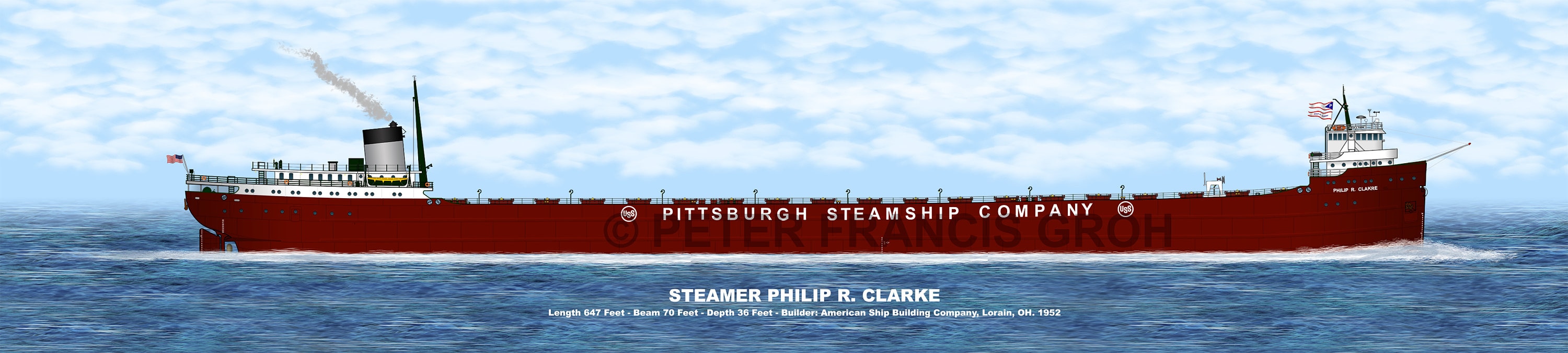 Great Lakes Freighter Ship Philip R. Clarke (1952) - Etsy