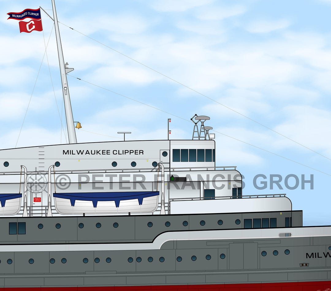 Great Lakes Freighter Ship Ferry Milwaukee Clipper (1941) - Etsy