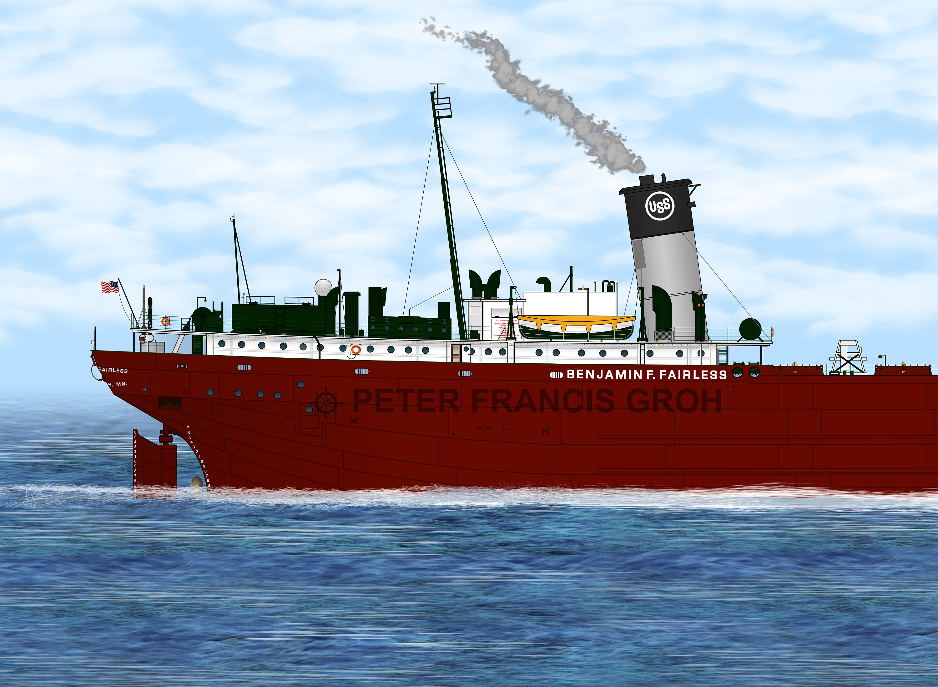 Great Lakes Freighter Ship Benjamin F. Fairless (1976) - Etsy