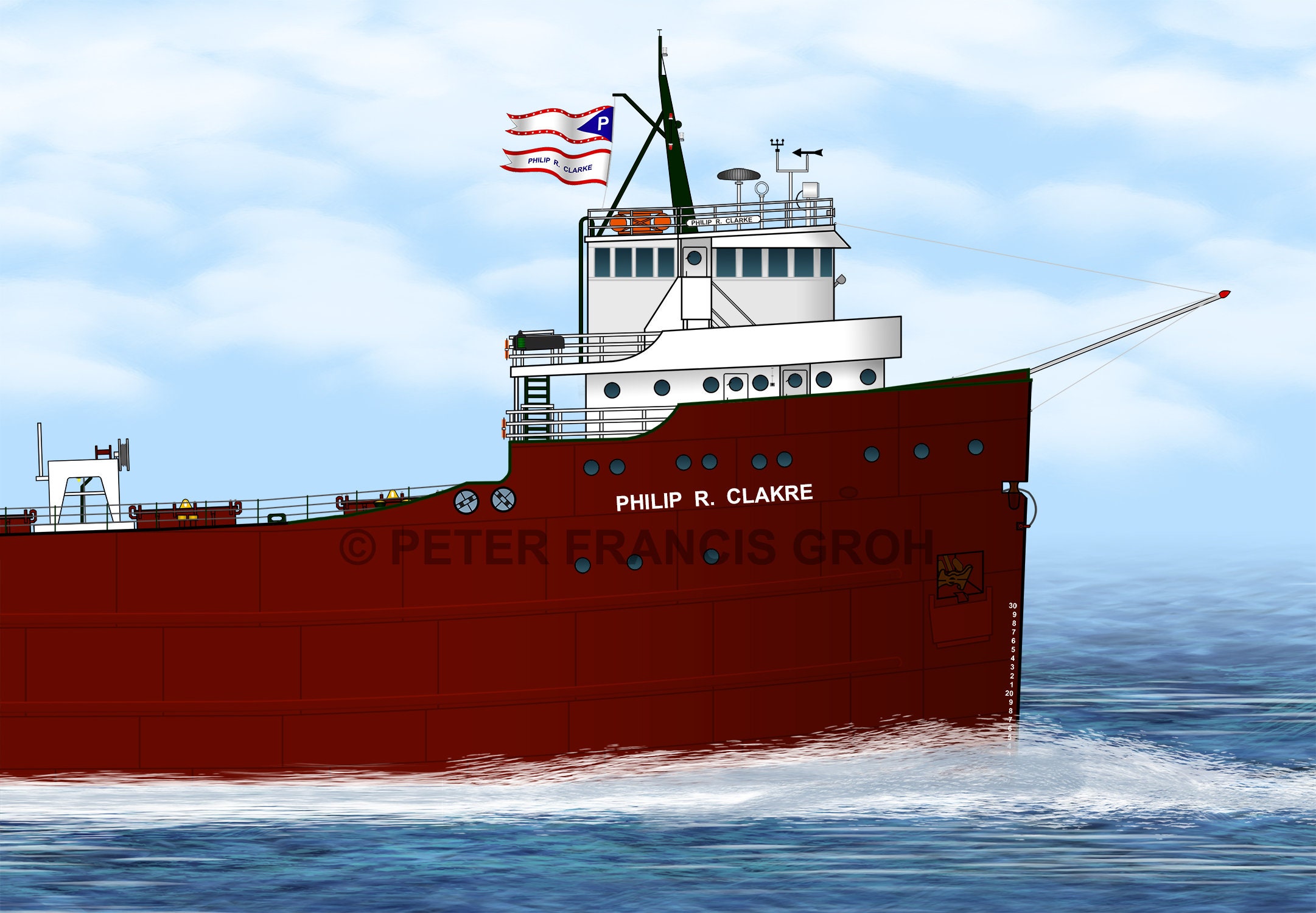 Great Lakes Freighter Ship Philip R. Clarke (1952) - Etsy