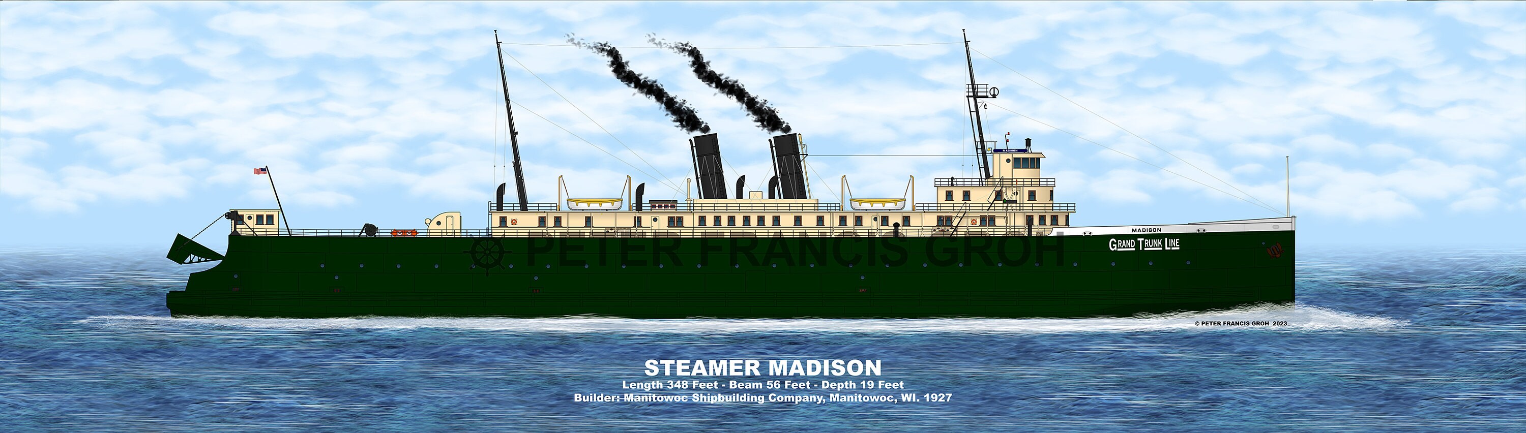 Great Lakes Freighter Ship Ferry Madison (1923) - Etsy