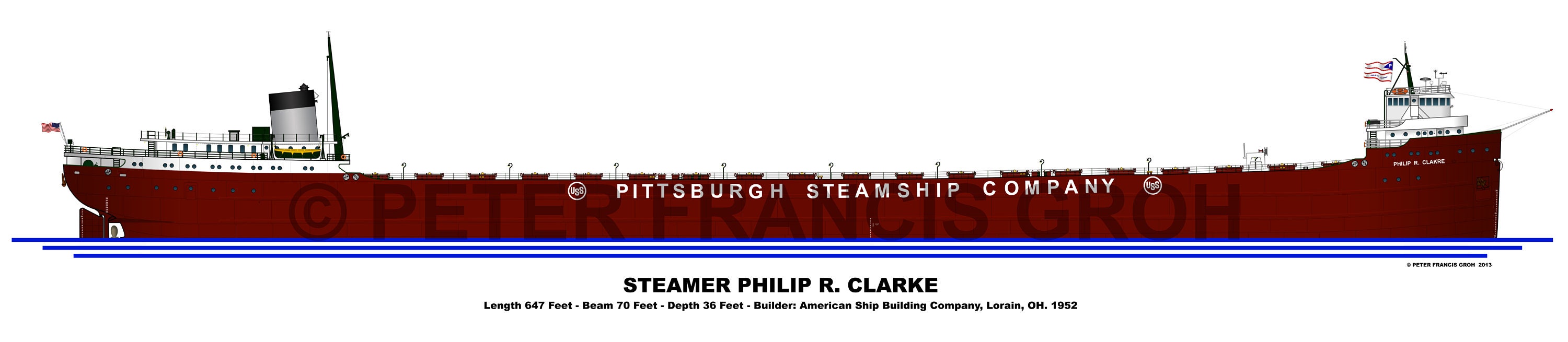Great Lakes Freighter Ship Philip R. Clarke (1952) - Etsy