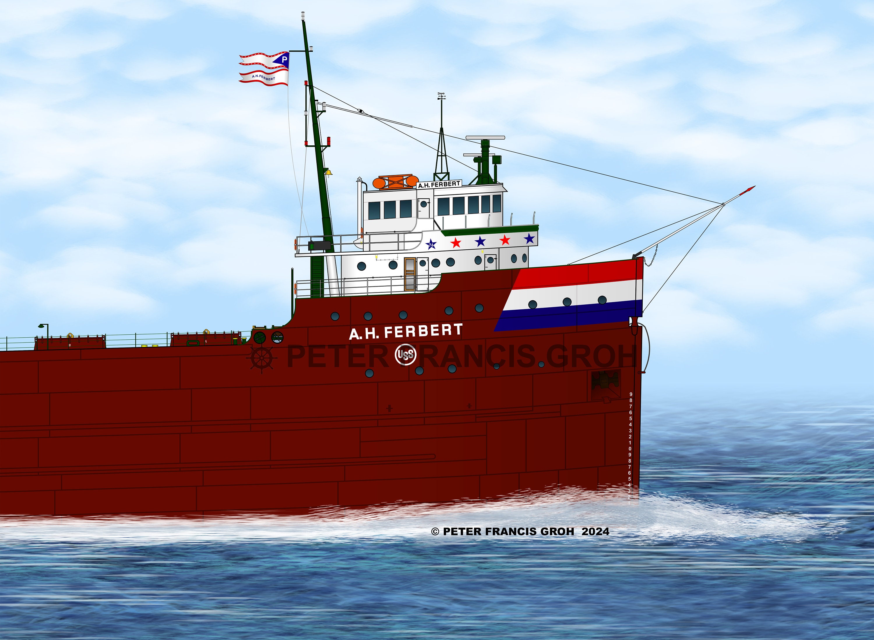 Great Lakes Freighter Ship A. H. Ferbert (1976) - Etsy