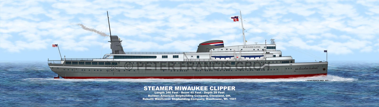 Great Lakes Freighter Ship Ferry Milwaukee Clipper (1941) - Etsy